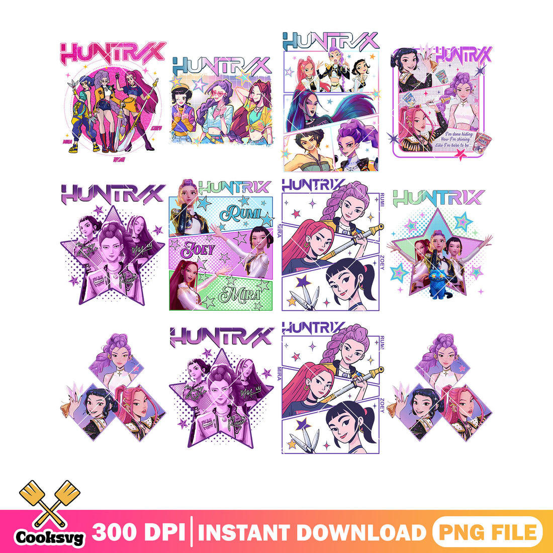 Huntrix star png bundle, huntrix movie png, huntrix songs png – Cooksvg