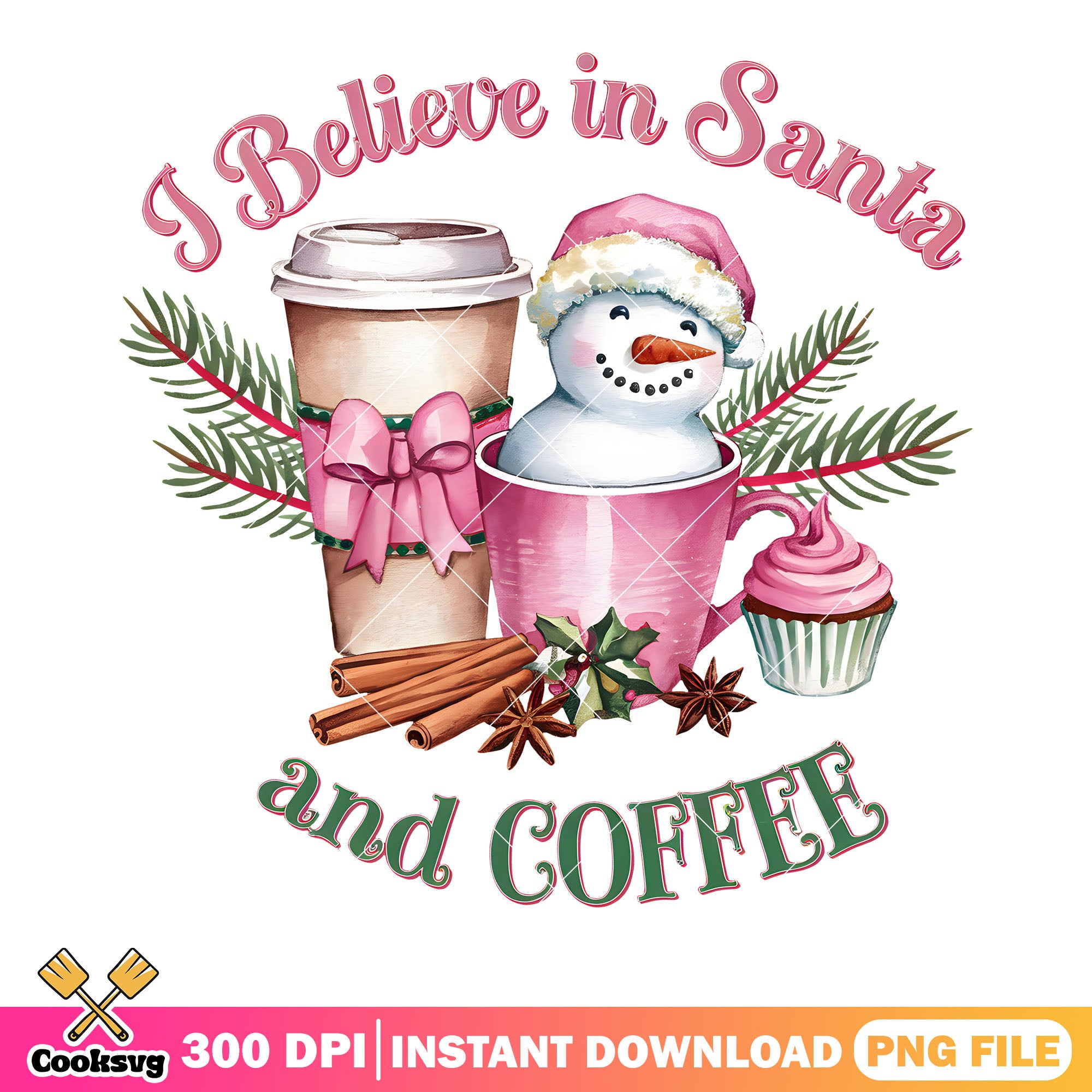 I believe in santa and coffee png, merry xmas png, christmas coffee pn ...