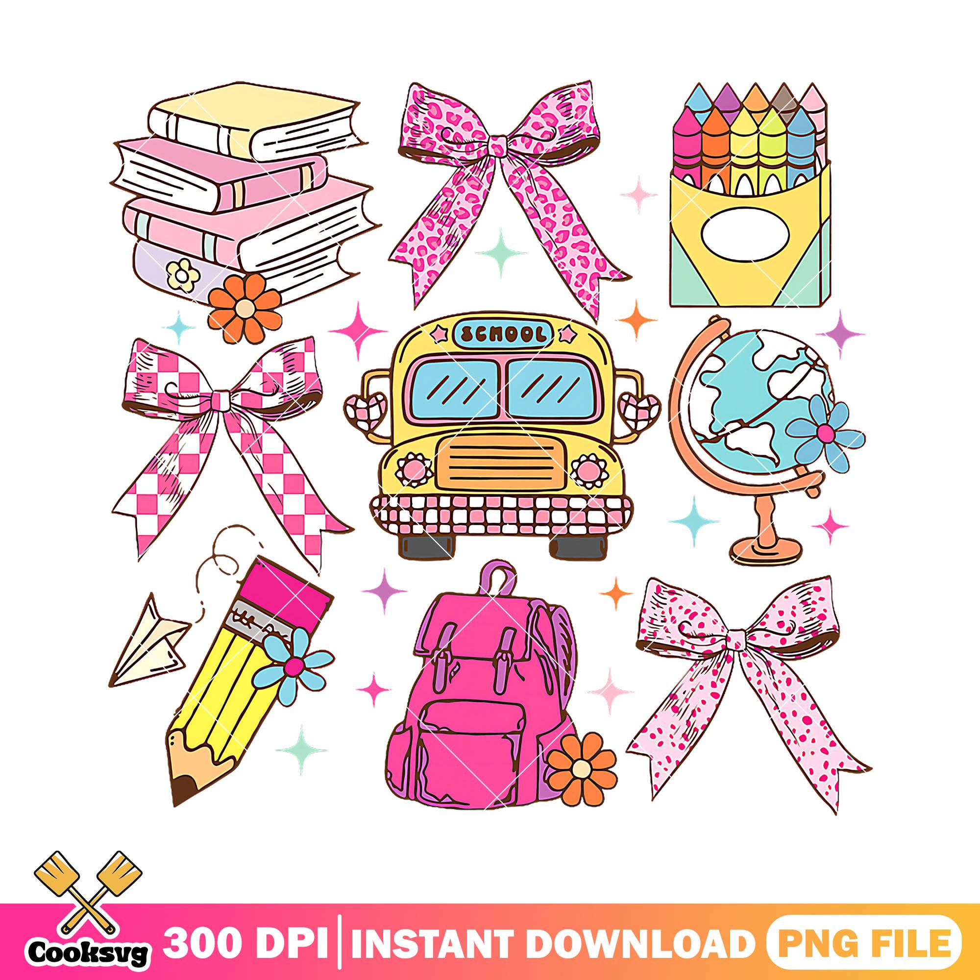 Items of school design png, back to school art png, poster cute png ...