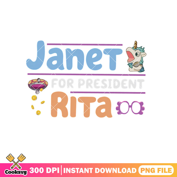 Janet for president rita bluey png, bluey unicorse png, bluey rita png ...