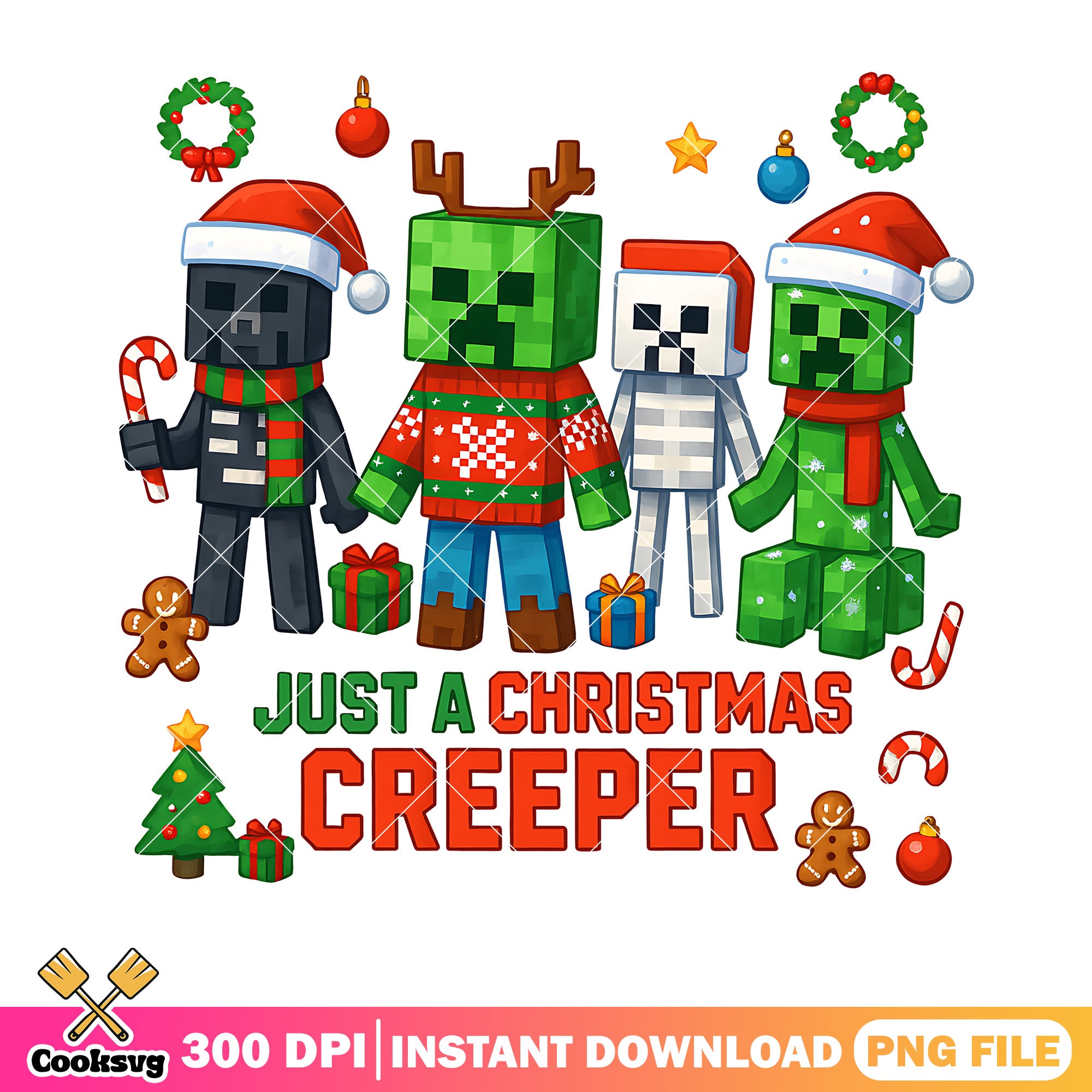 Just a christmas creeper png, christmas decor png, skeleton png – Cooksvg