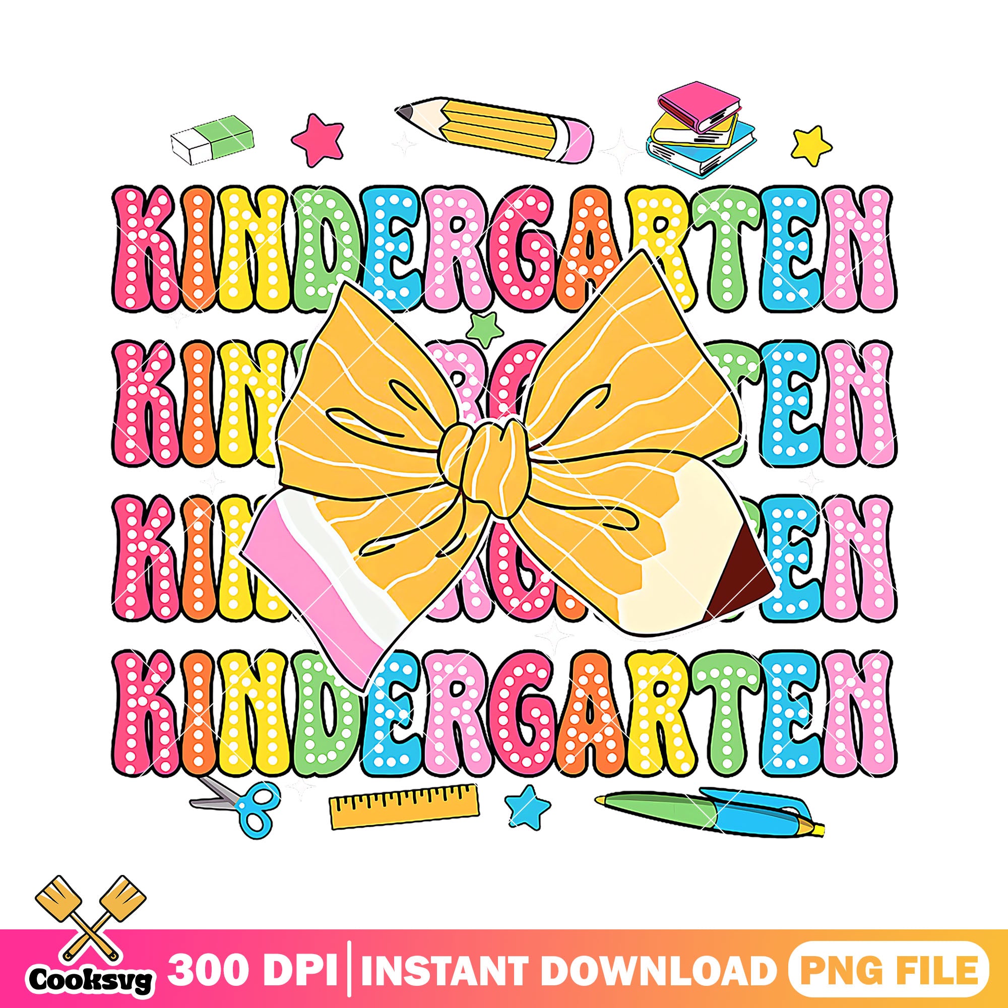 Kindergarten bow design png, orange bow png, happy back to school png ...