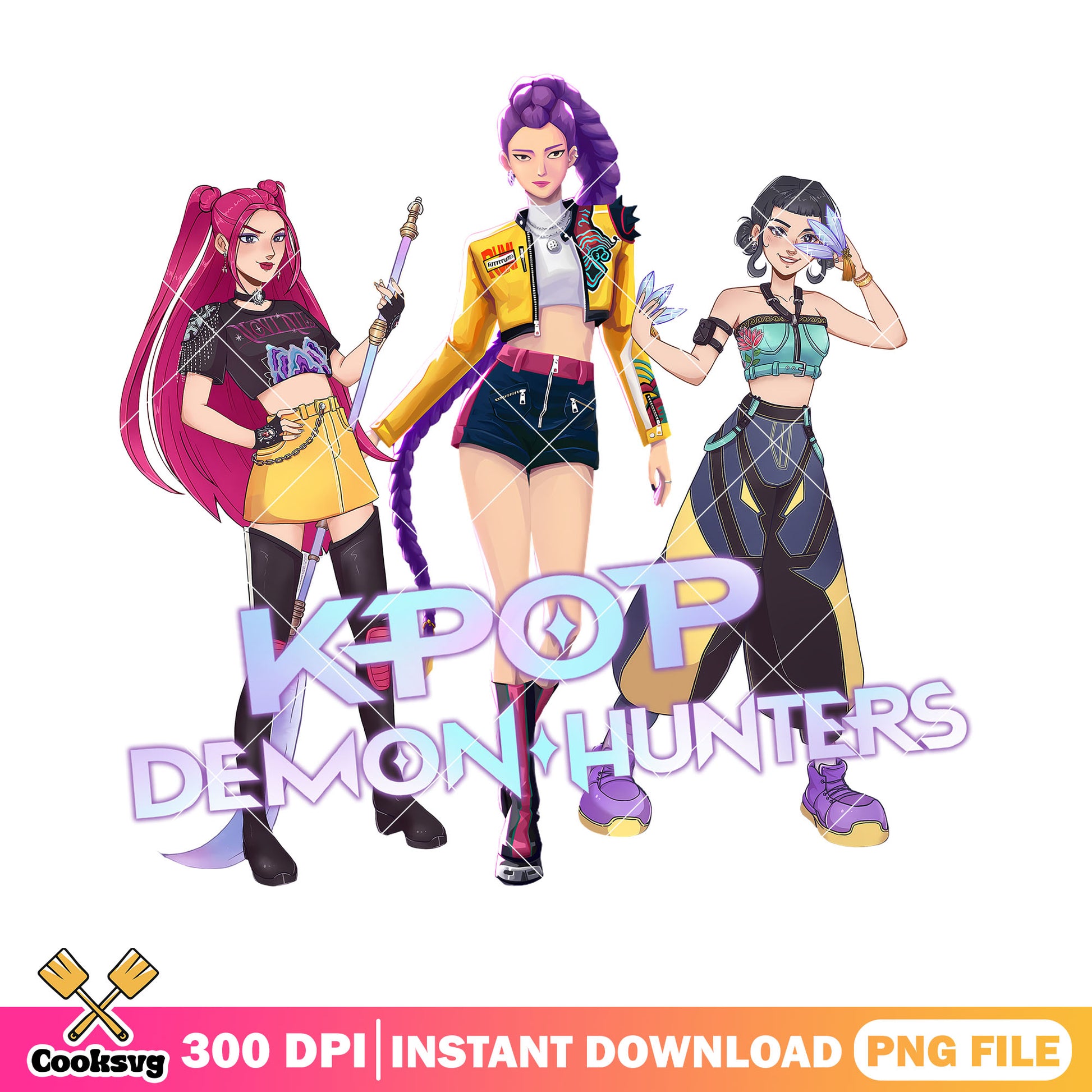 Kpop demon hunters trio png, huntrix girl png, kpop netflix png – Cooksvg