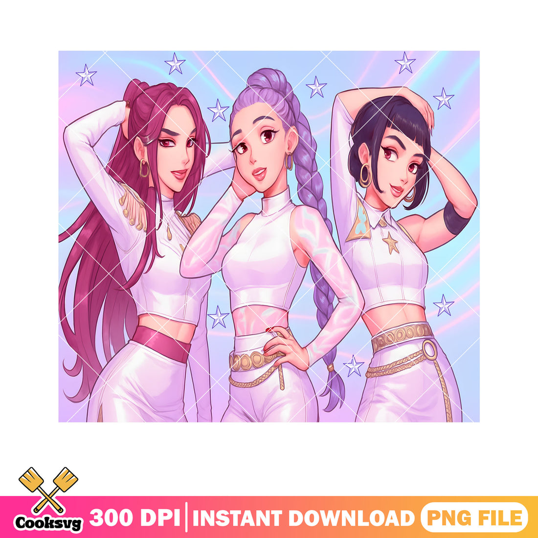 Kpop huntrix girls white png, girls pose png, anime huntrix white png ...
