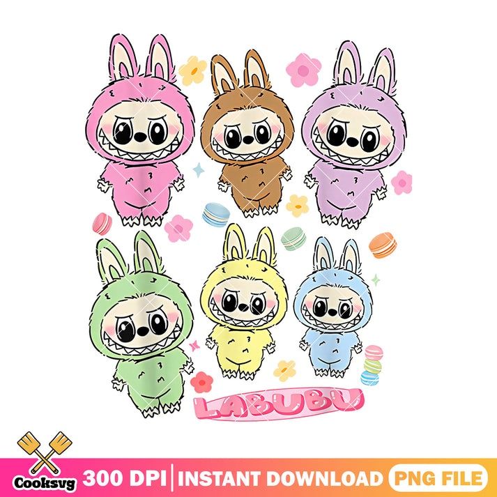 Labubu colorful monster file png, cute labubu png, flower labubu png ...