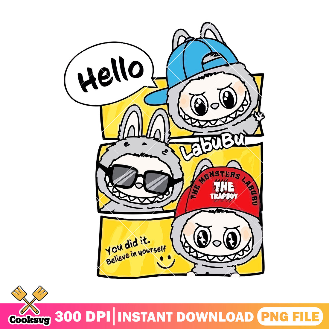 Labubu cool and confident version png, labubu cute png, labubu grey pn ...