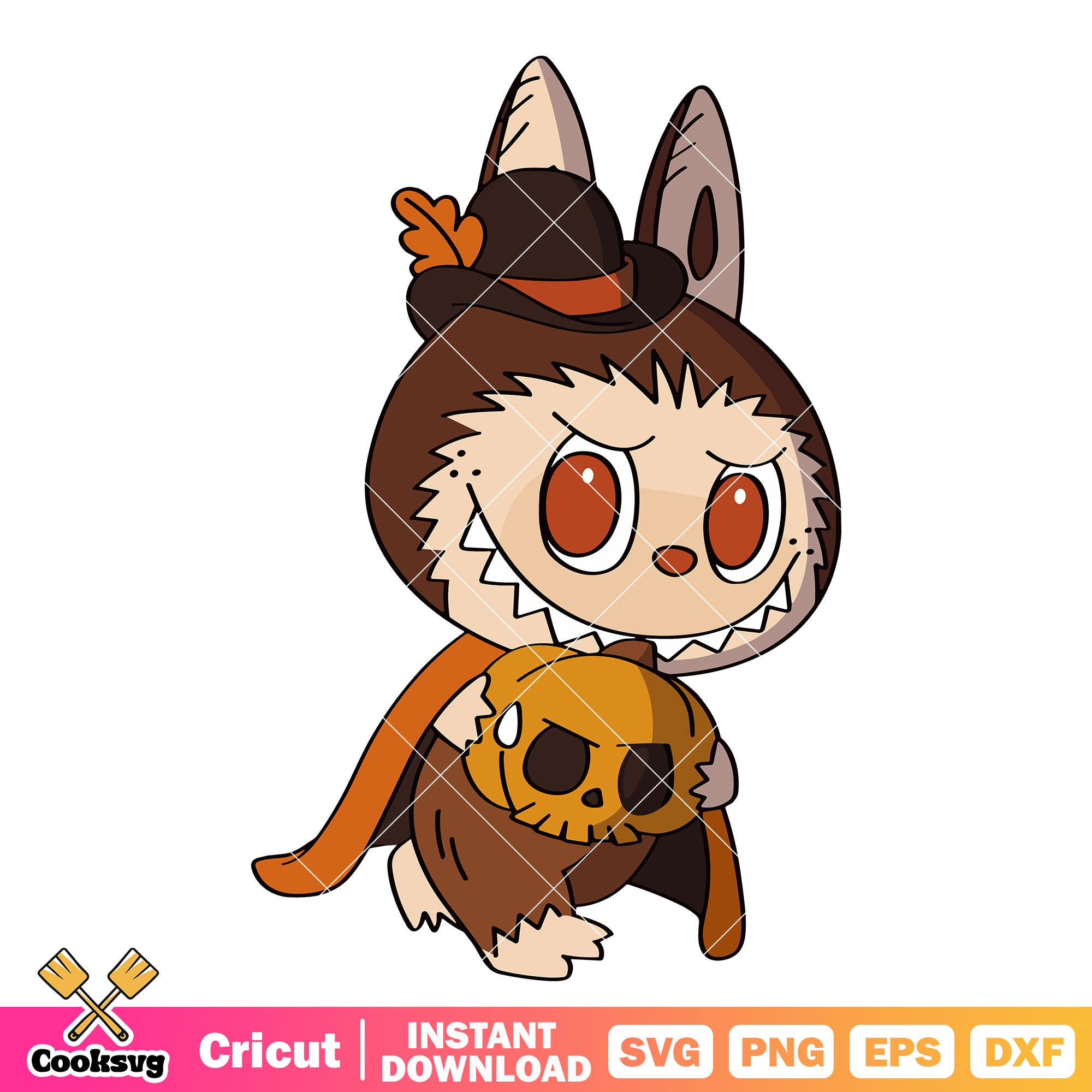 Labubu costume and skull svg, labubu costume svg, brown labubu svg ...