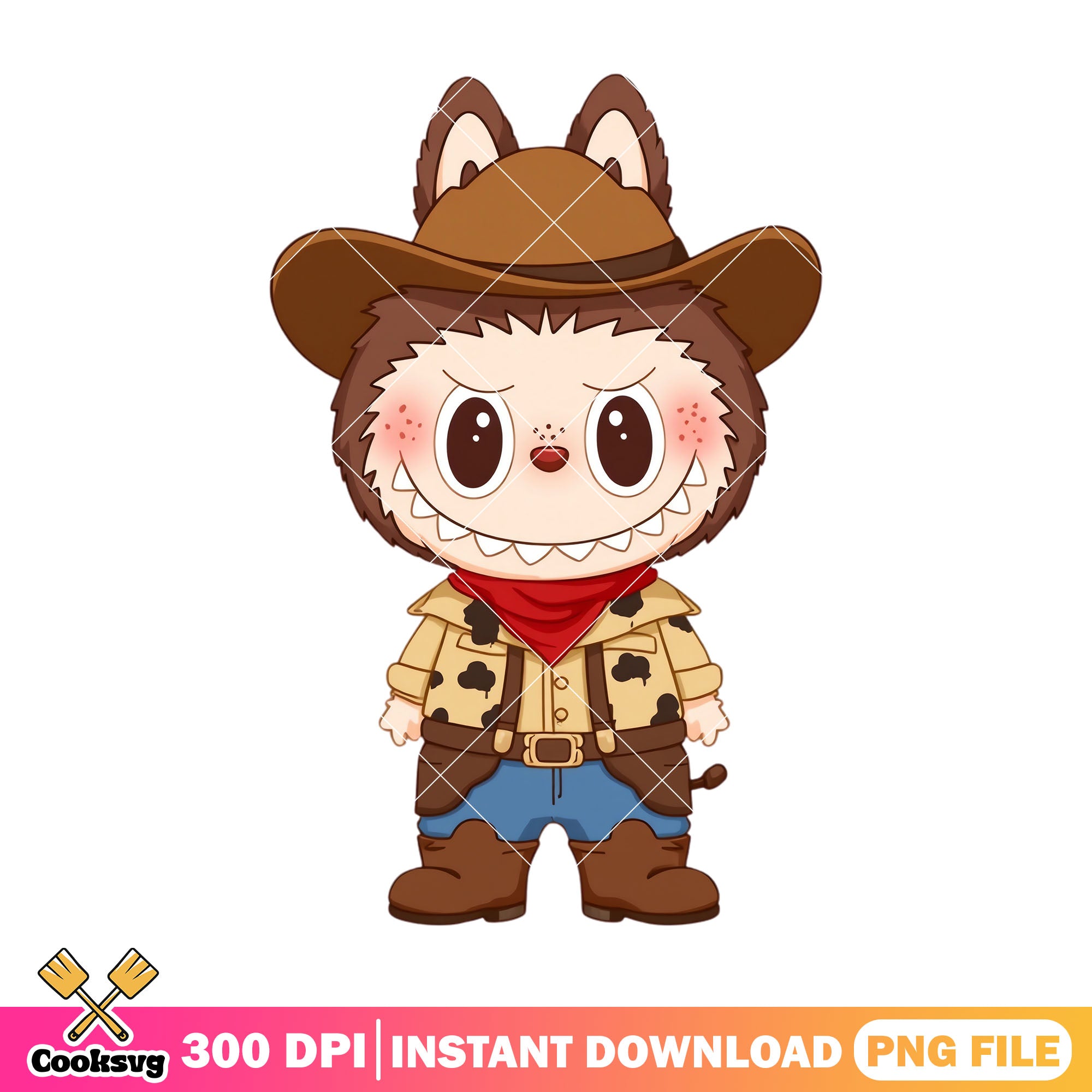 Labubu cowboy design png, labubu costume png, labubu brown png – Cooksvg