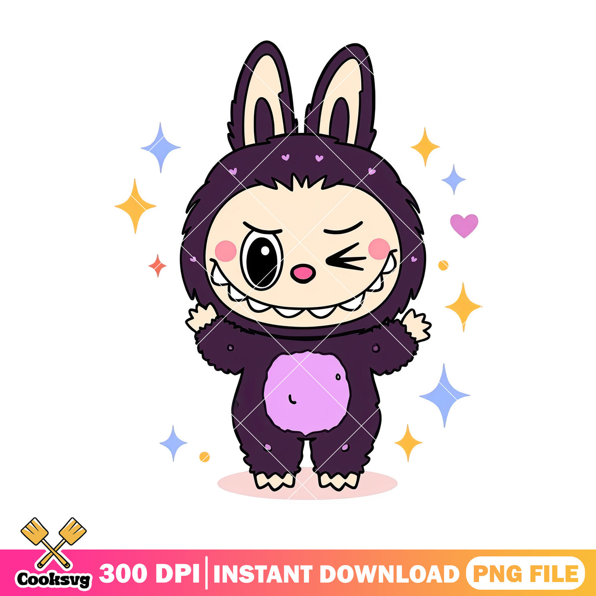 Labubu dark purple png, labubu standing png, labubu happy png – Cooksvg