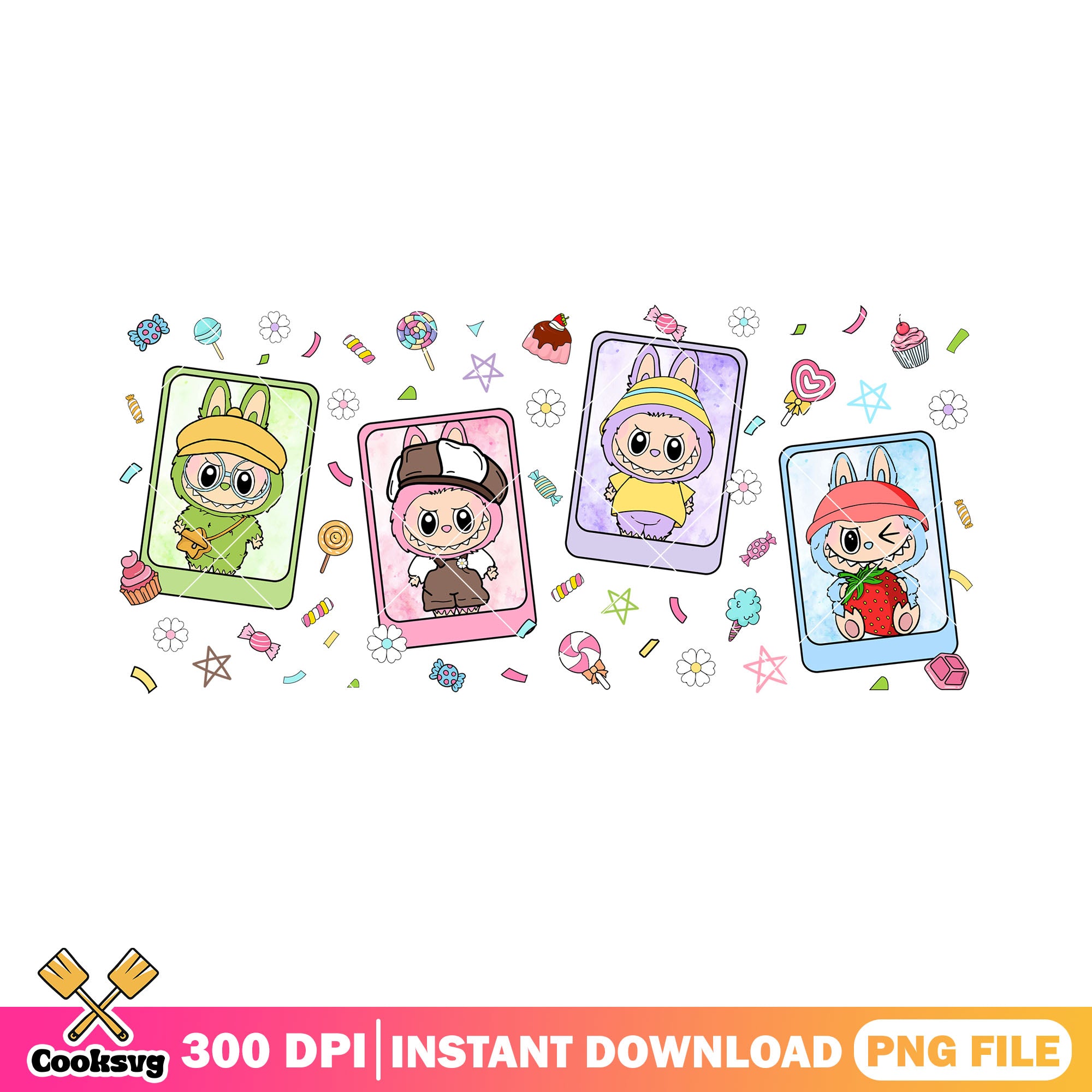 Labubu different clothes png, labubu outfit png, labubu monsters png ...
