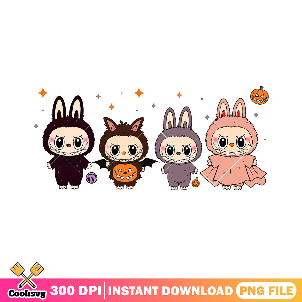 Labubu different outfit png, labubu halloween png, labubu friends png ...
