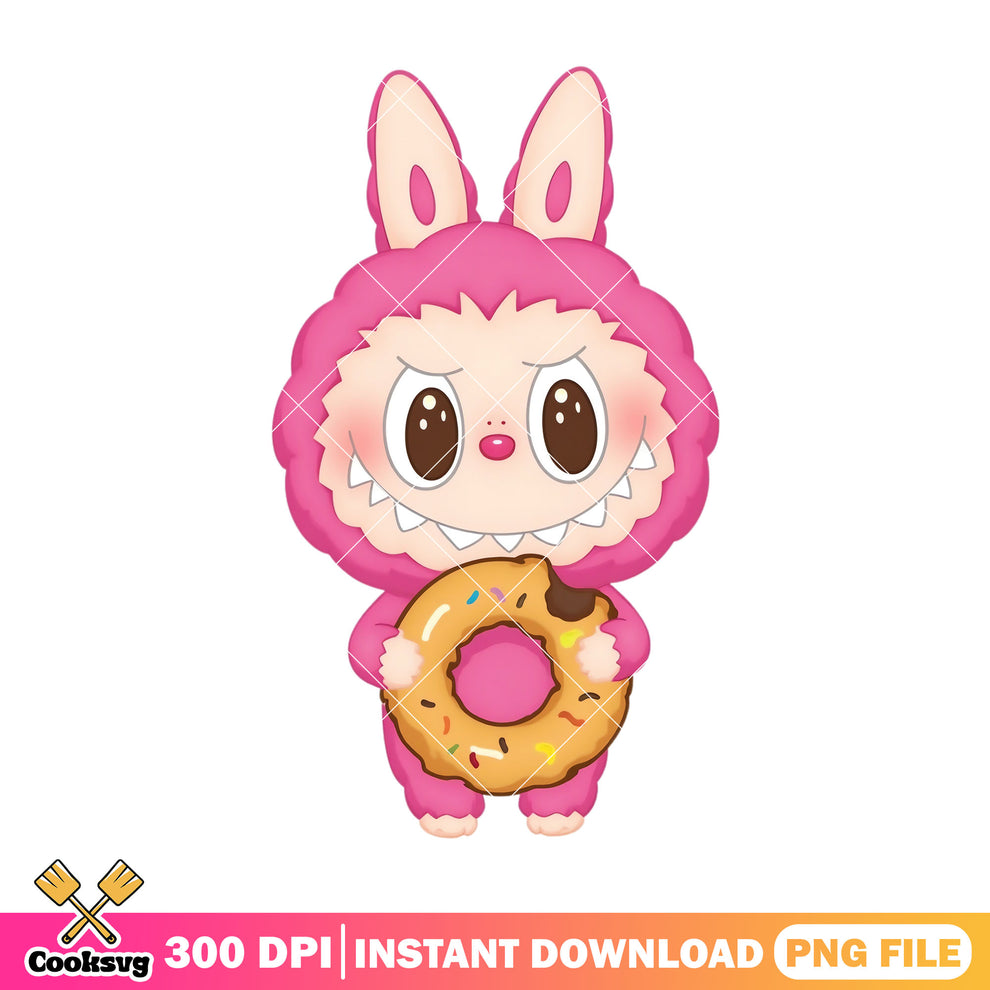 Labubu eating a donut png, labubu pink png, labubu monster png – Cooksvg