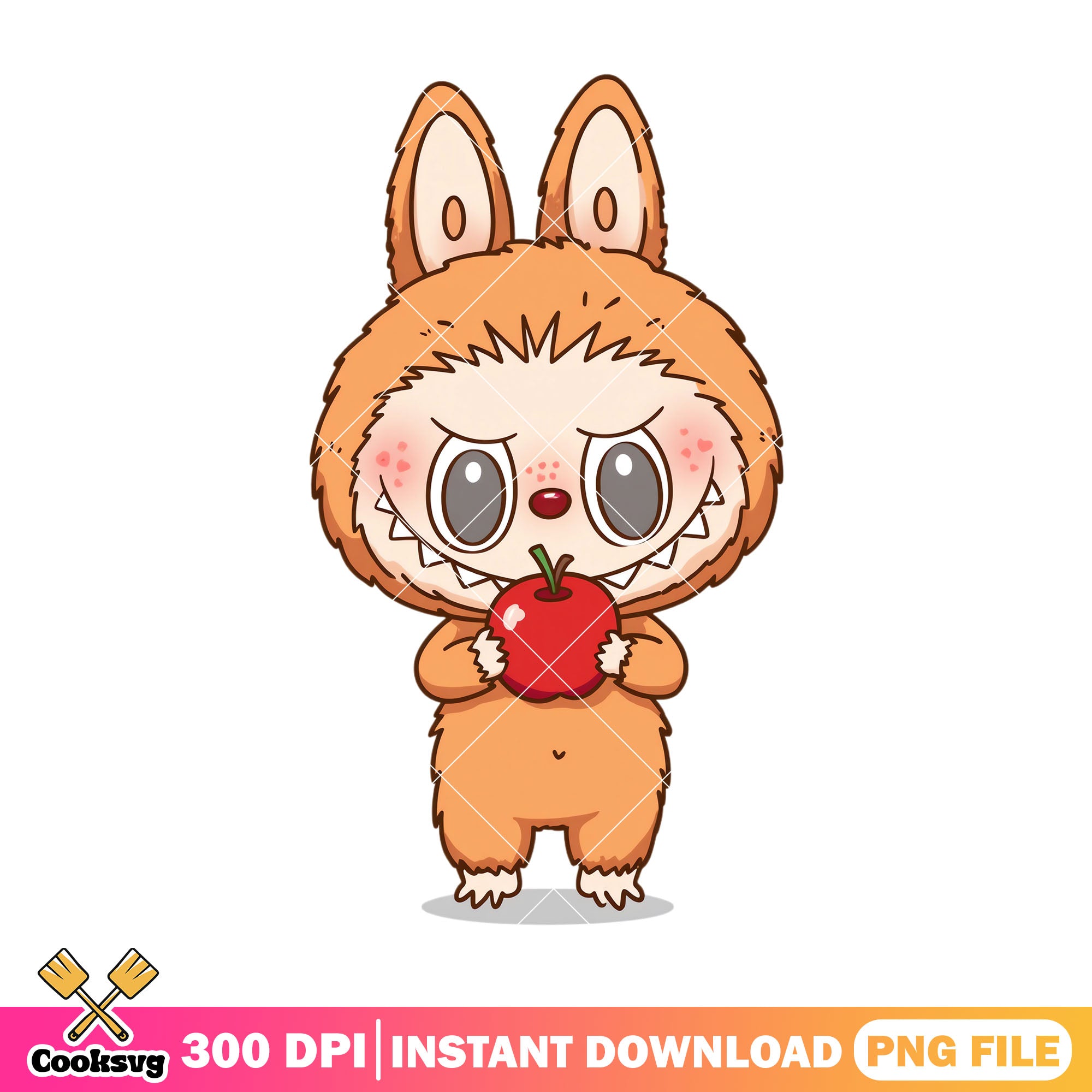 Labubu eating apple png, labubu orange png, labubu standing png – Cooksvg