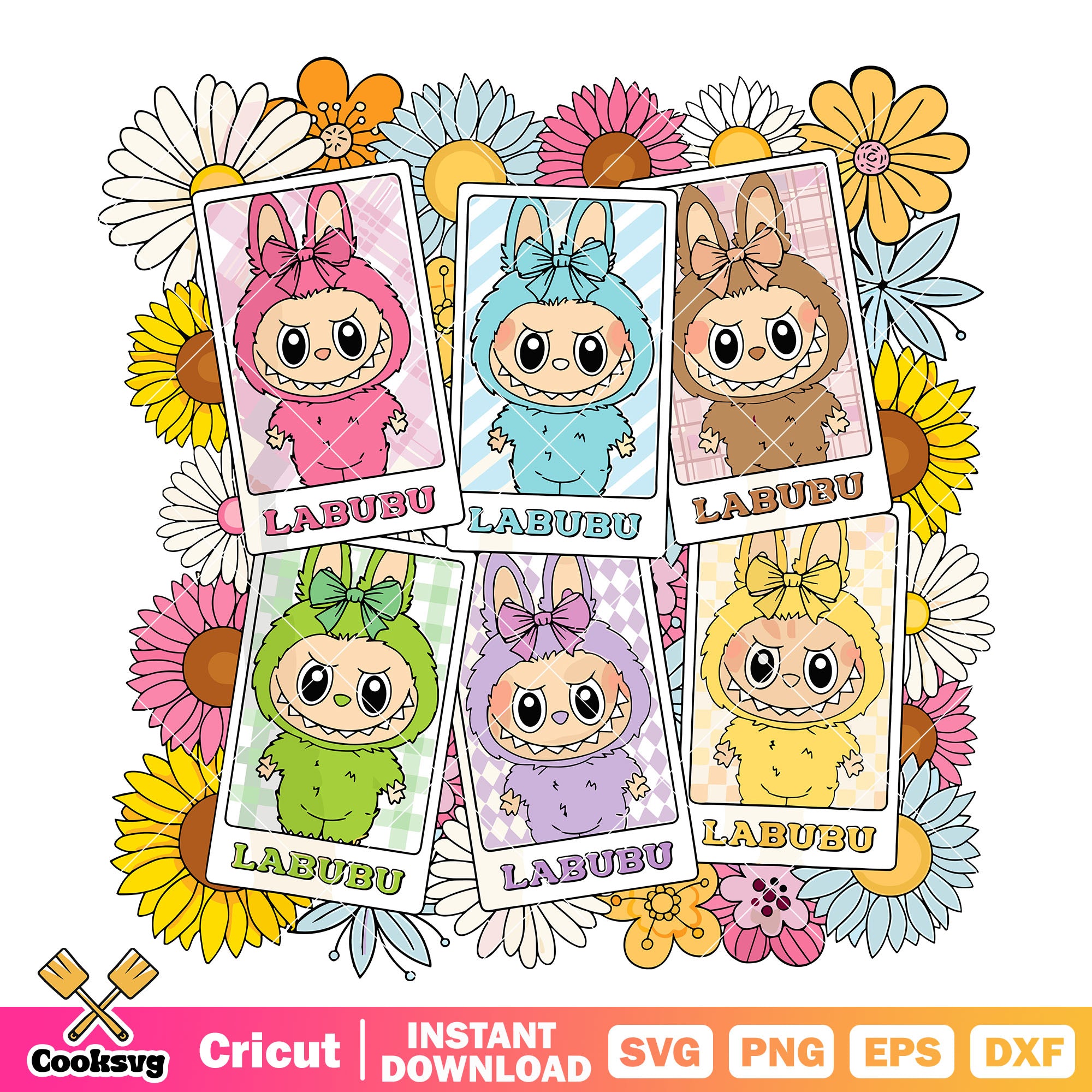 Labubu floral vibes svg, labubu popmart svg, cute labubu svg – Cooksvg