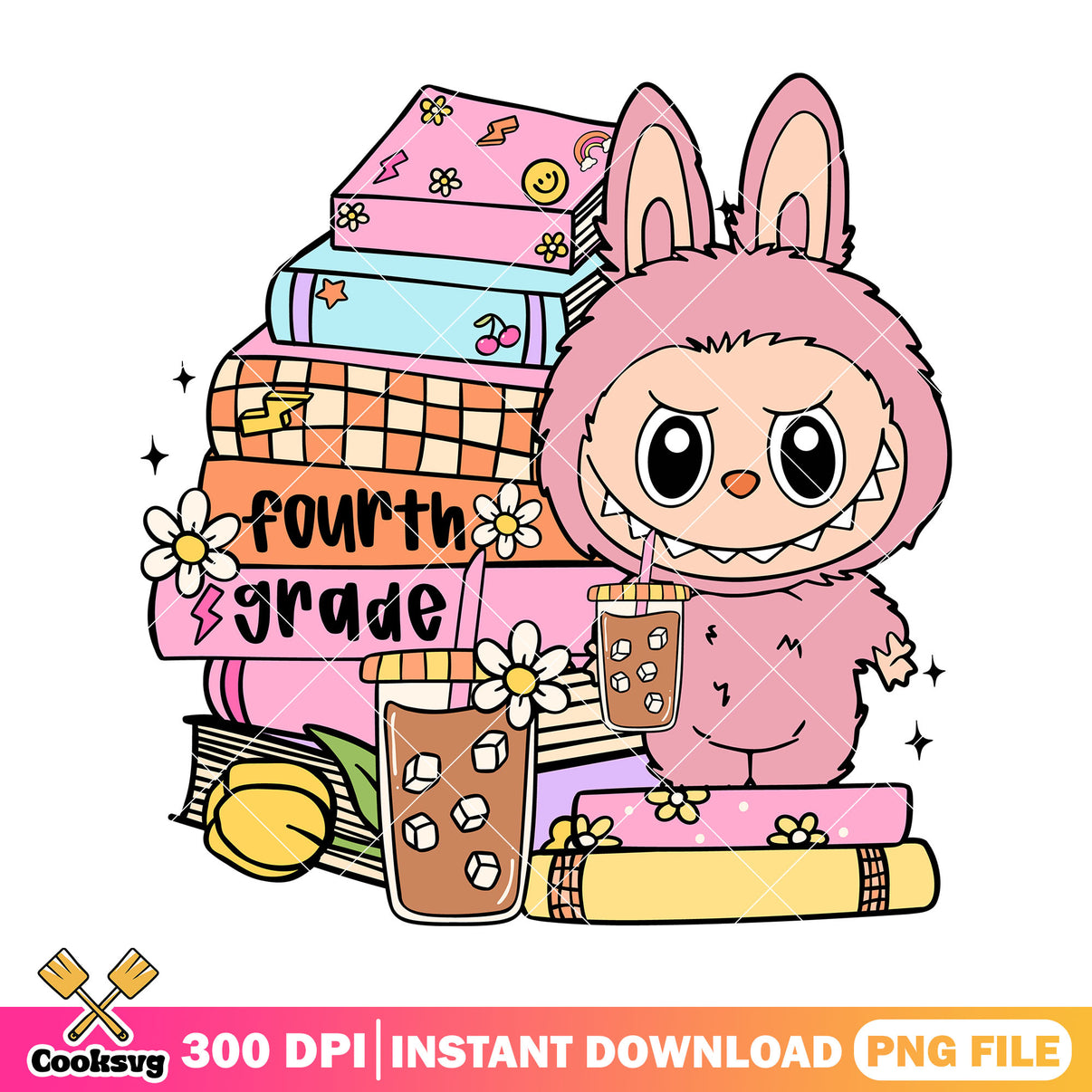 Labubu fourth grade png, pink labubu png, going back to school png ...