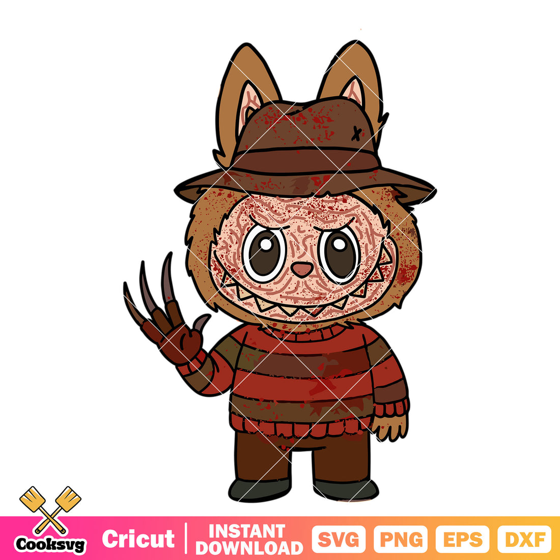 Labubu freddy halloween svg, labubu halloween svg, Freddy Krueger svg ...