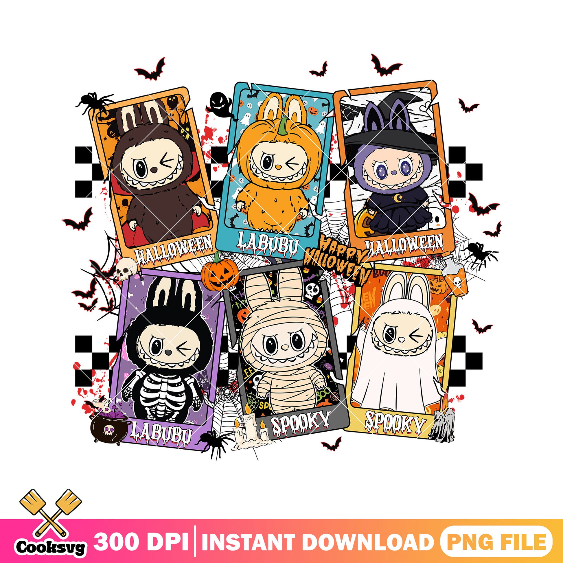 Labubu halloween horror costumes png, horror dolls png, labubu doll pn ...