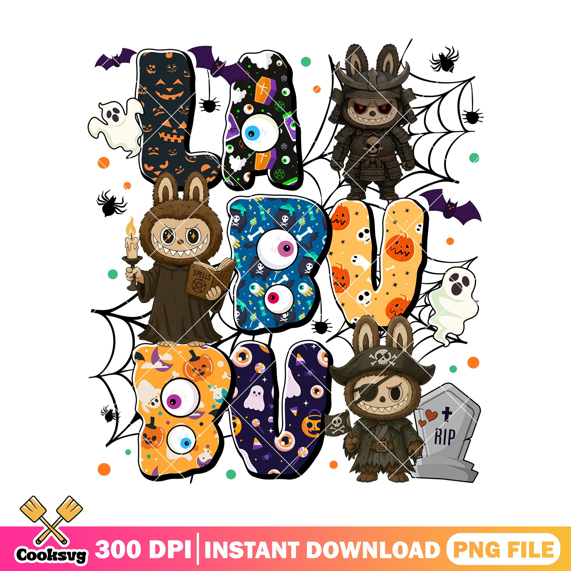 Labubu horror design png, halloween happy png, labubu cosplay png – Cooksvg