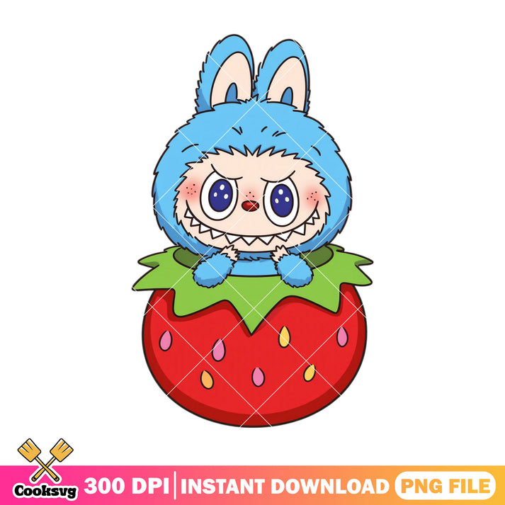 Labubu in big strawberry png, labubu hehe png, labubu blue png – Cooksvg