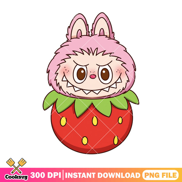 Labubu in strawberry png, labubu pink png, labubu happy png – Cooksvg