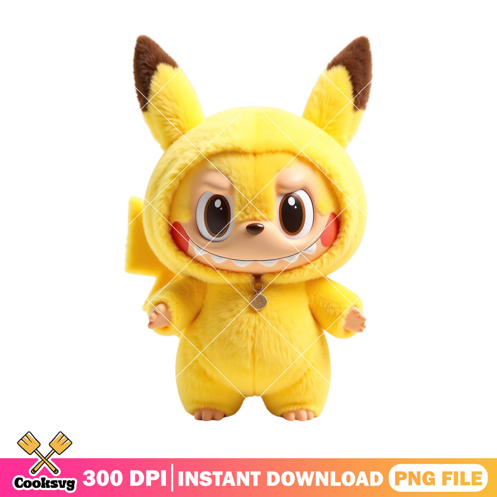 Labubu pikachu doll png, labubu clothes png, labubu standing png – Cooksvg