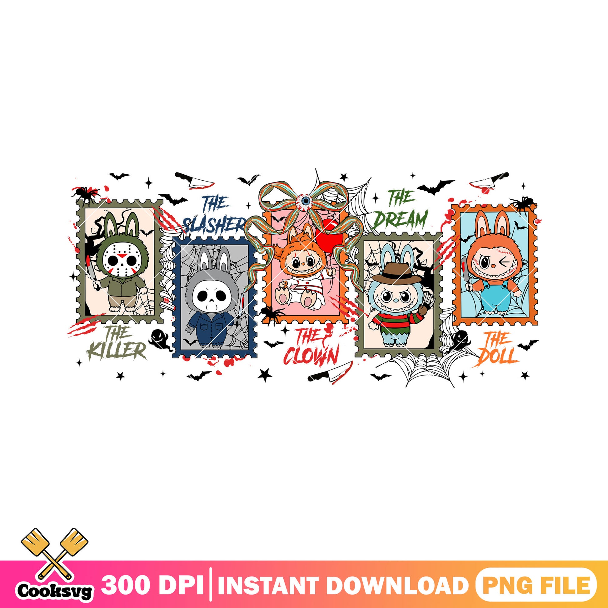 Labubu scary bunny designs png, labubu halloween png, scary labubu png ...
