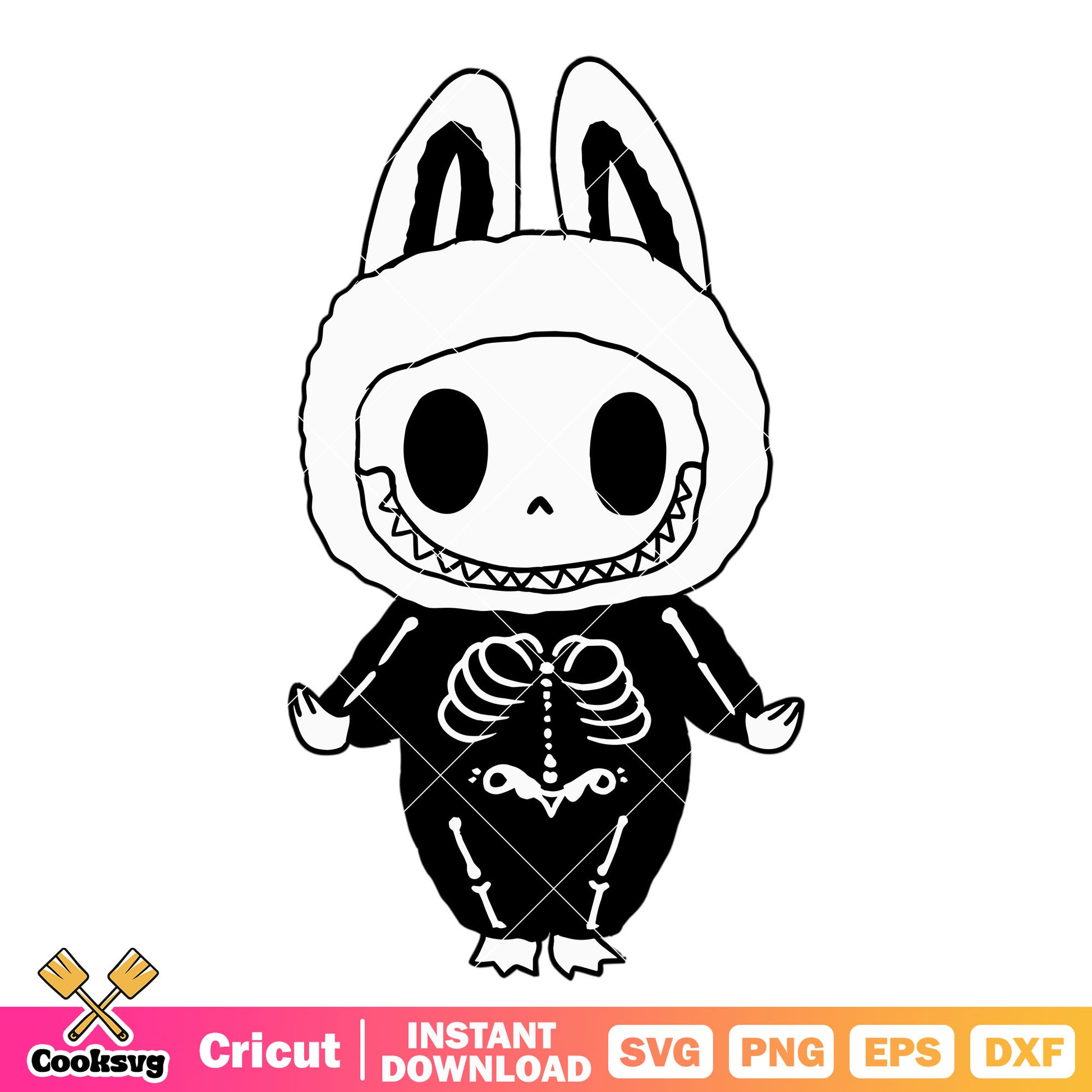 Labubu skeleton cosutme svg, labubu cute svg, labubu halloween svg ...