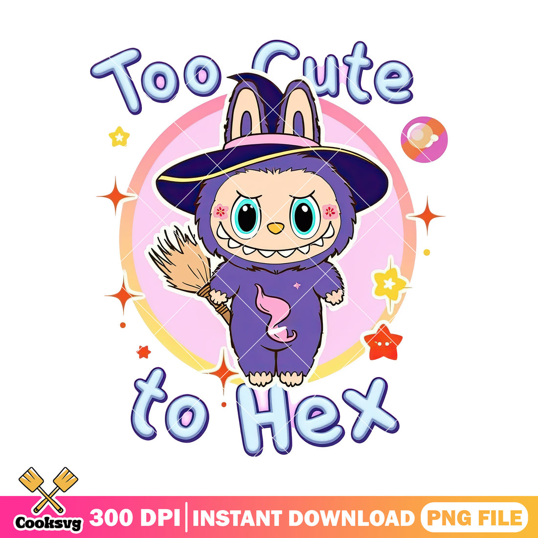 Labubu too cute to hex png design, labubu witch png, pop mart labubu p ...