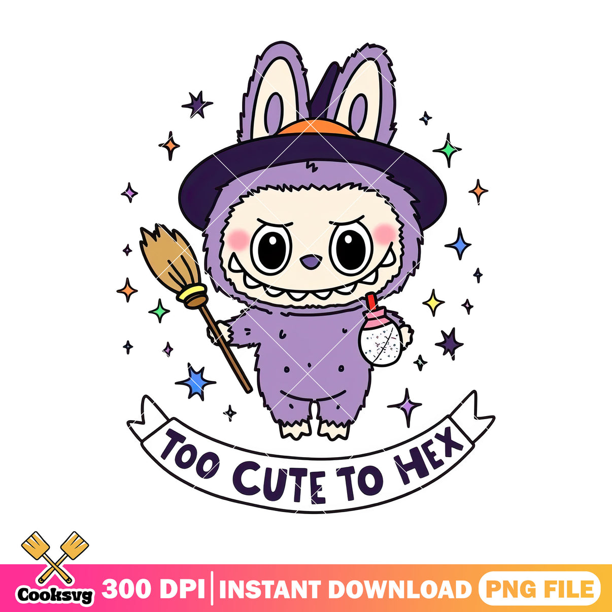 Labubu too cute to hex png file, labubu witch png, pop mart labubu png ...