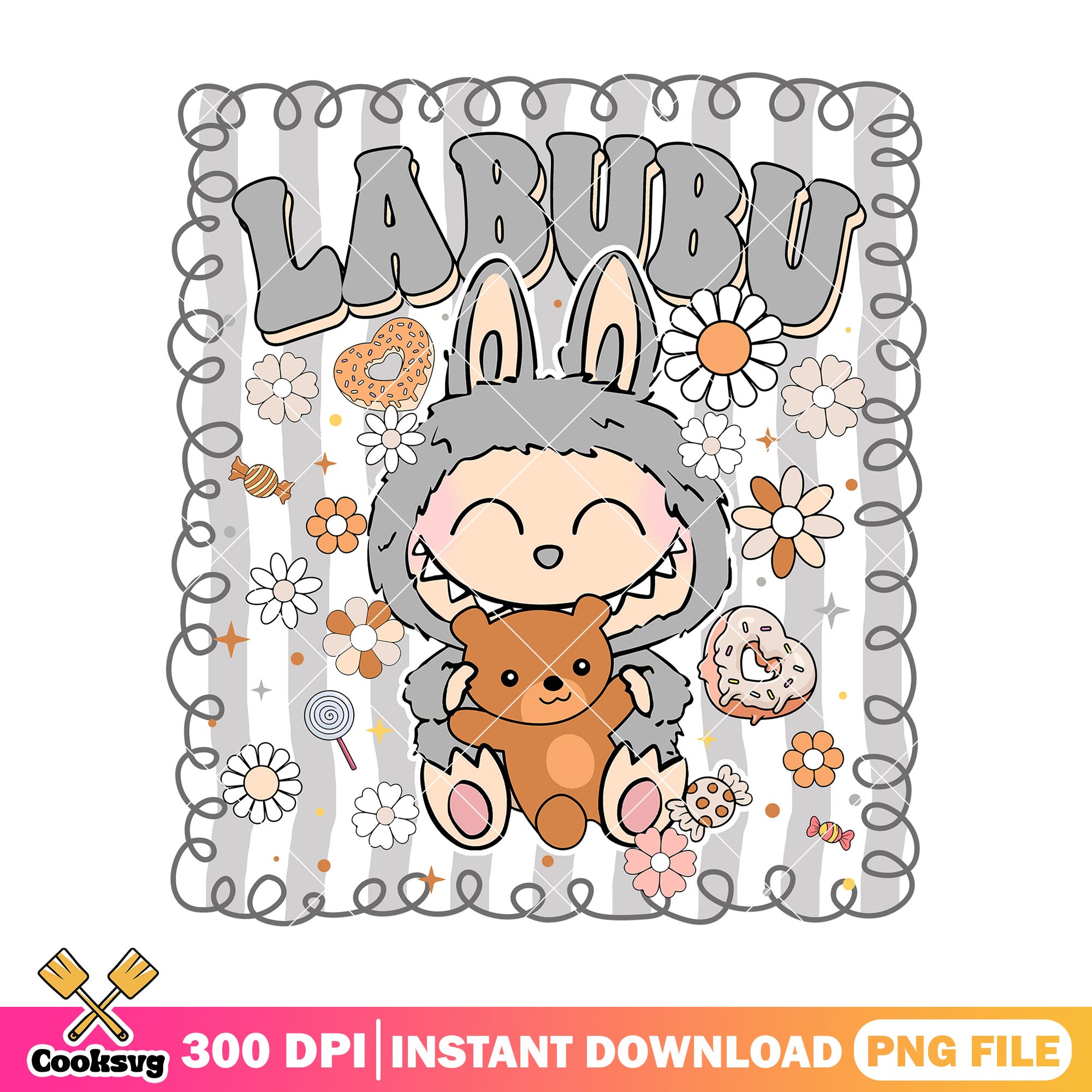 Labubu with bear toy png, labubu grey png, labubu cute png – Cooksvg