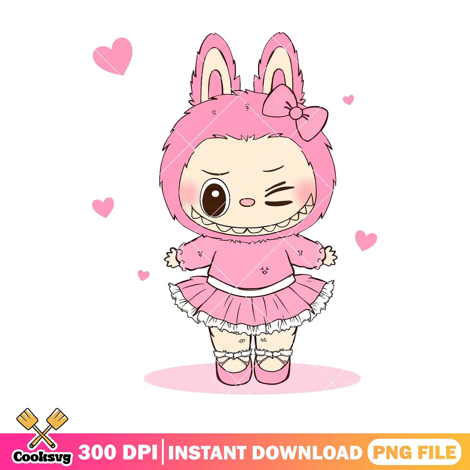 Labubu with beautiful dress png, labubu happy png, labubu standing png ...