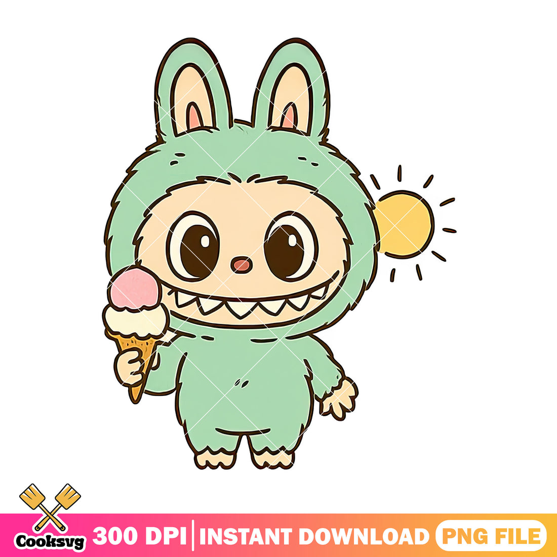 Labubu with ice cream cone png, happy labubu png, popmart labubu png ...