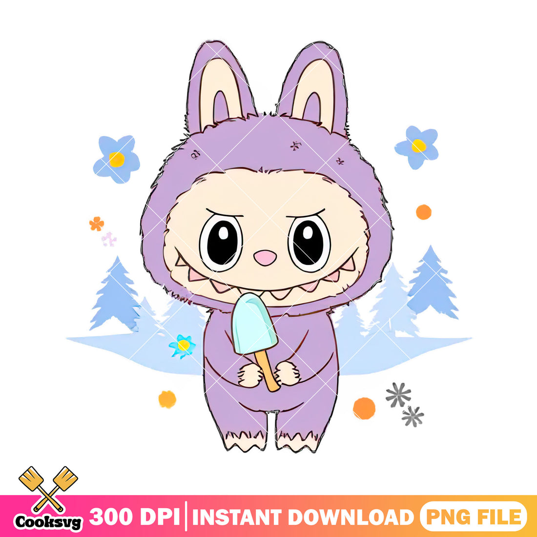 Labubu with ice scream design png, labubu purple png, labubu plush png ...