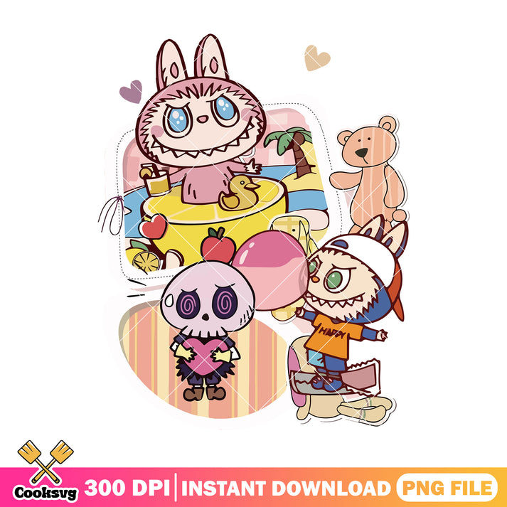 Labubu with nummskull png, labubu hehe png, labubu cartoon png – Cooksvg