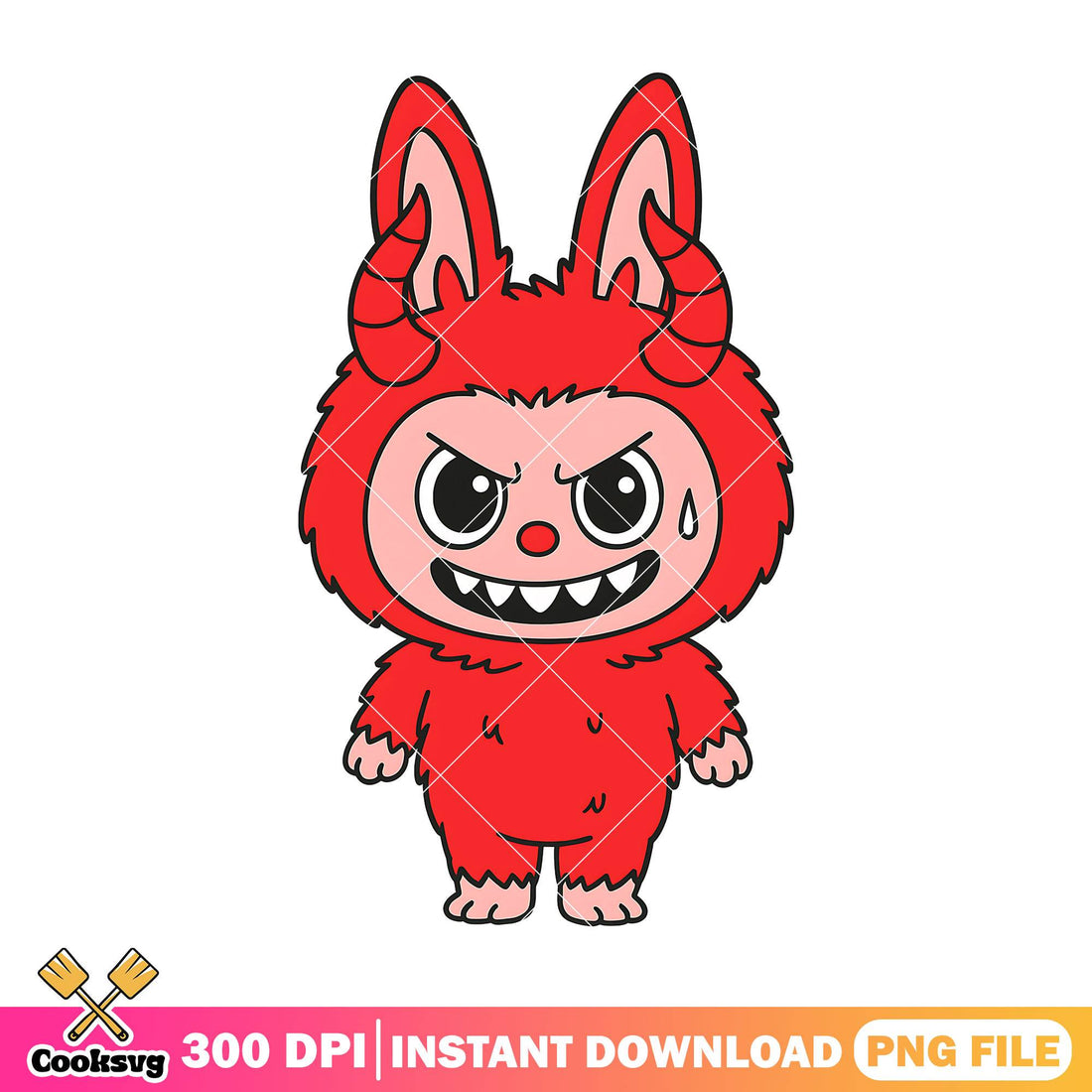 Labubu with red oni outfit png, art halloween png, labubu outfit png ...