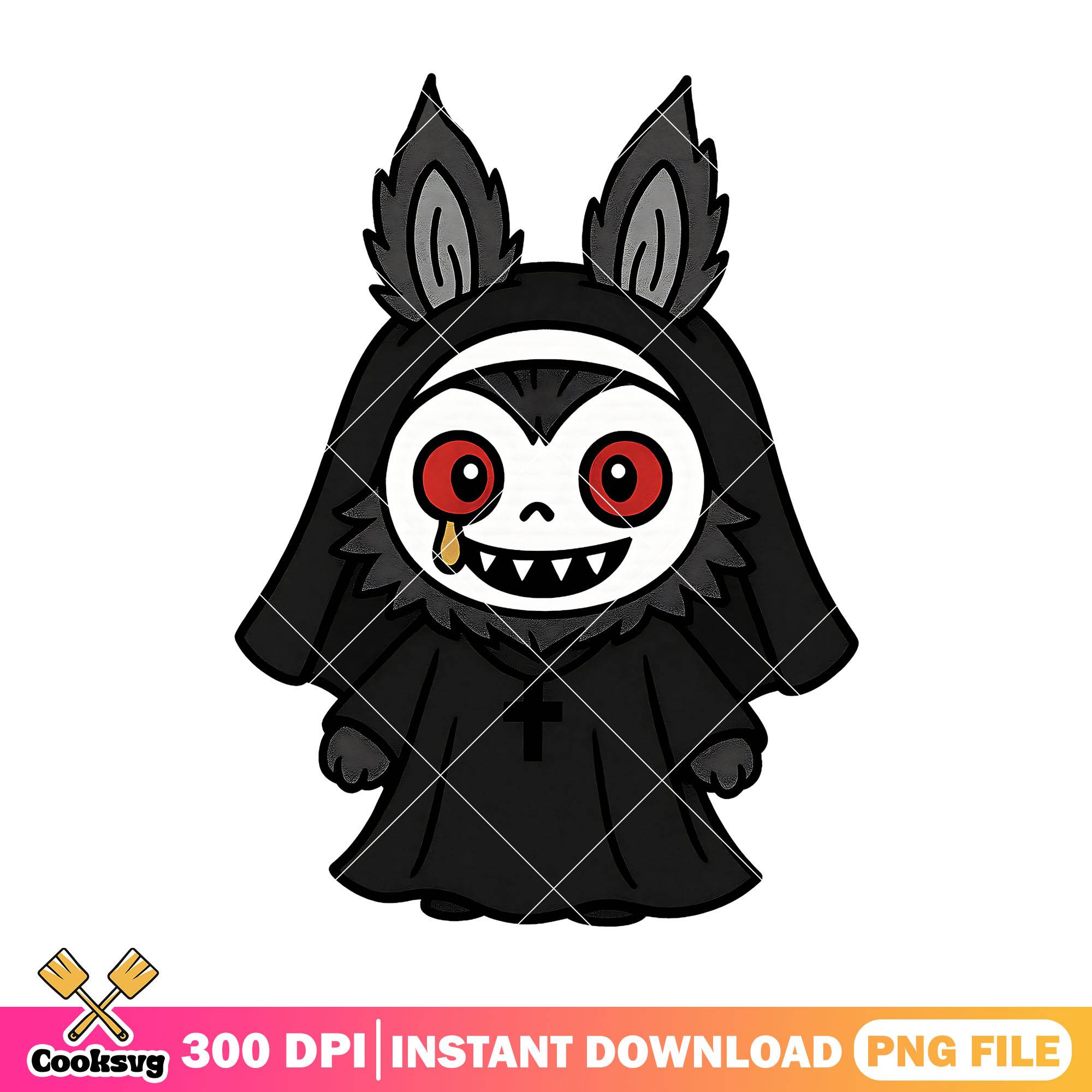 Labubu with valak outfit png, valak halloween png, labubu horror png ...