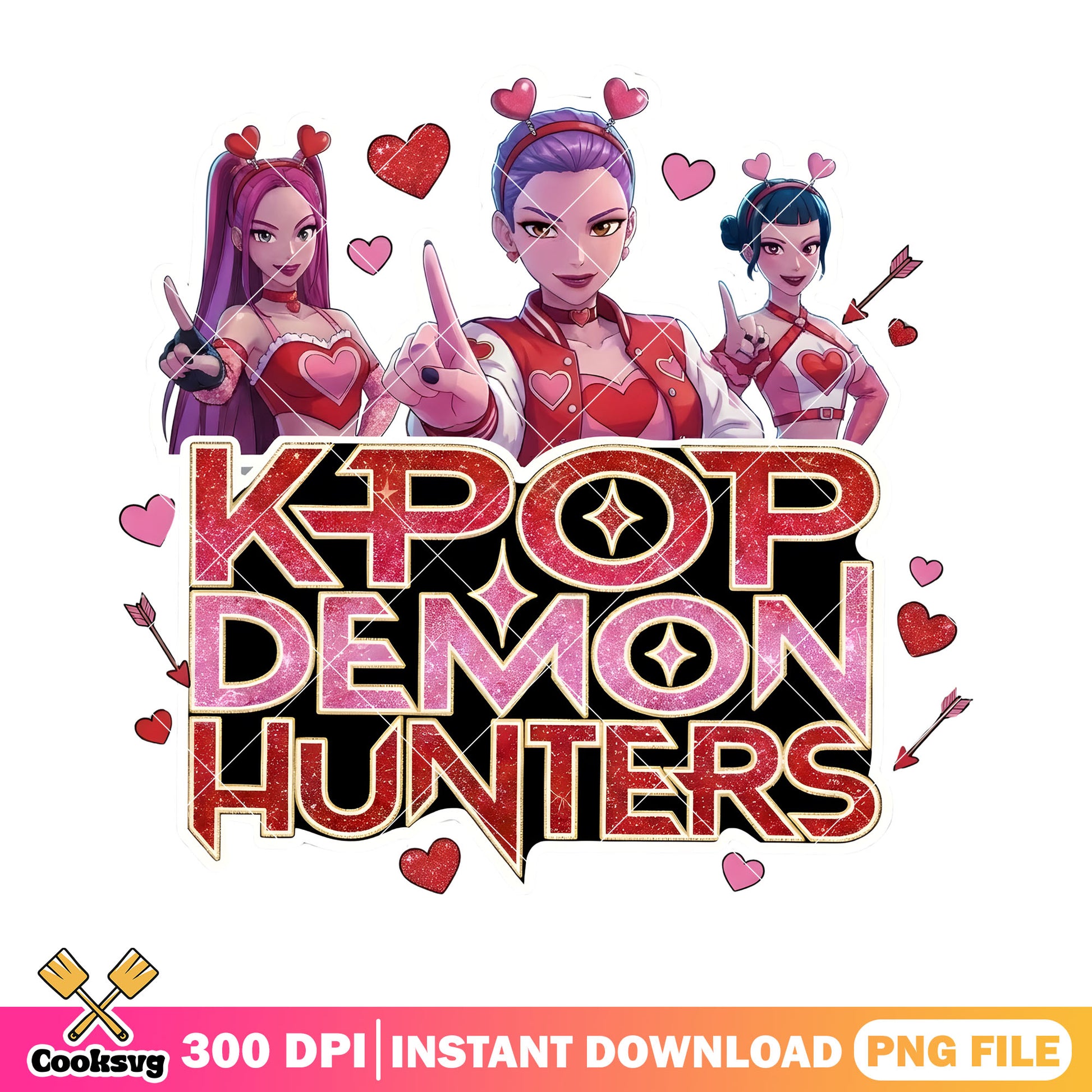 Love kpop demon valentines png, valentines season png, huntrix girls p ...