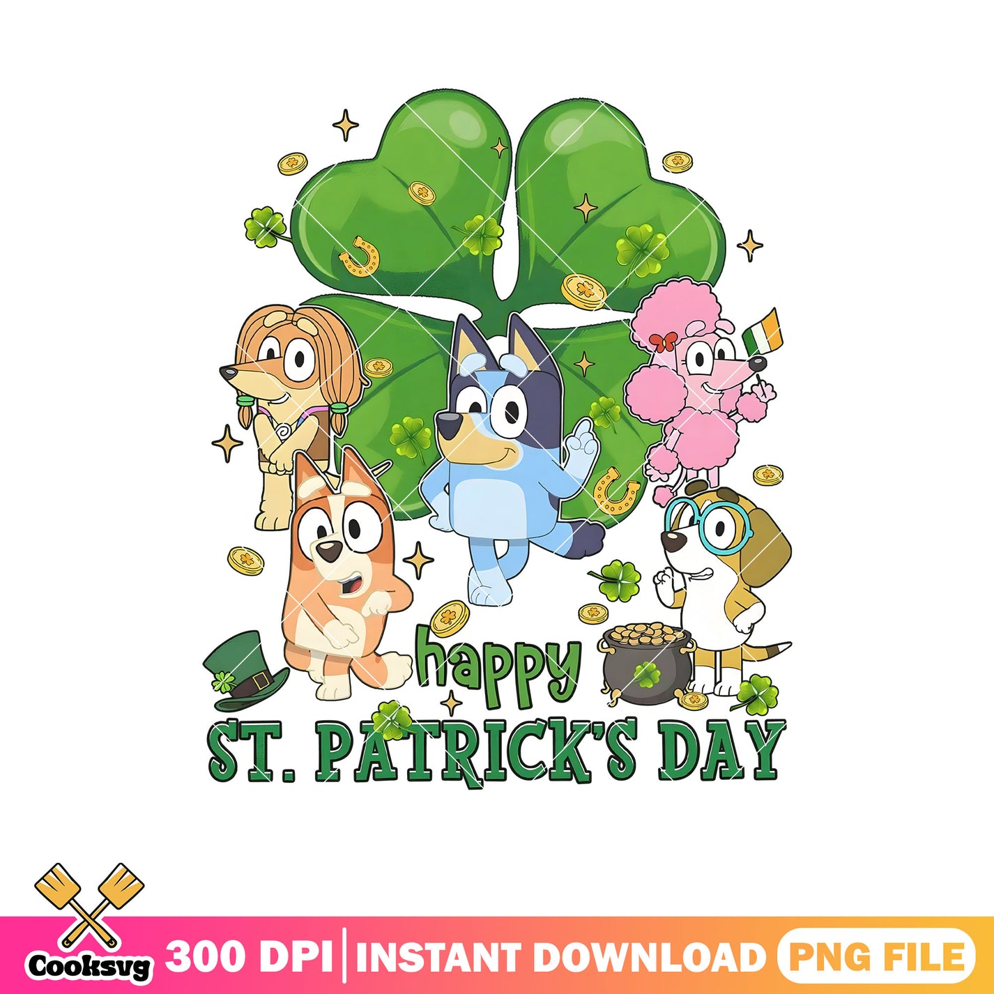 Lucky bluey happy st patricks day png, bluey friends png, happy bluey ...