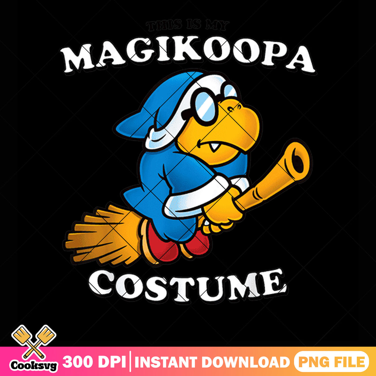 Magikoopa riding a broom png, super mario costume png, nintendo art pn ...
