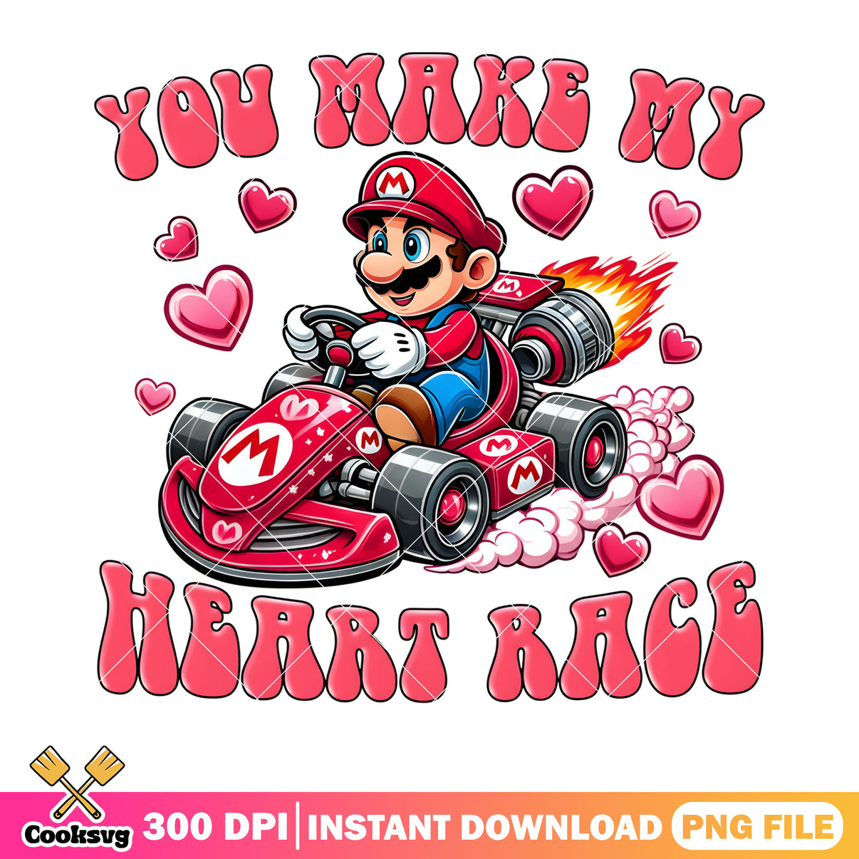 Mario race in valentines png, super mario png, valentines vibes png ...