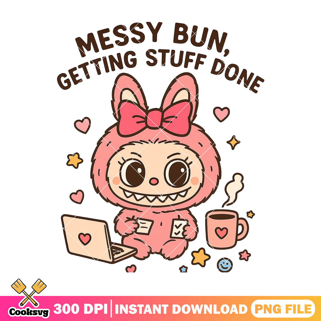 Monster labubu messy bun png, pink labubu png, labubu pop mart png ...