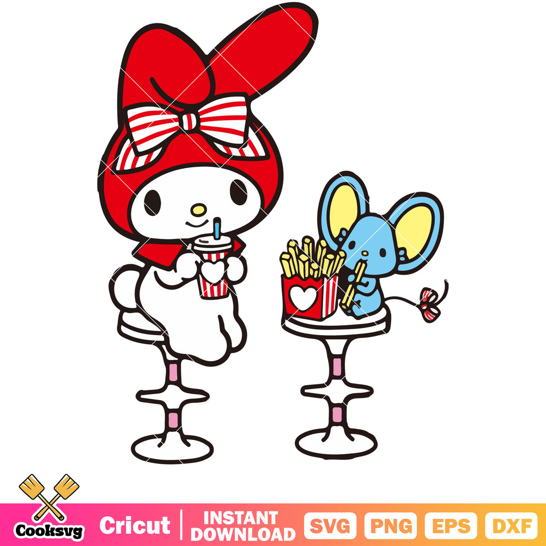 My Melody Fast Food Svg Hello Kitty Svg Sanrio Cartoon Svg Cooksvg