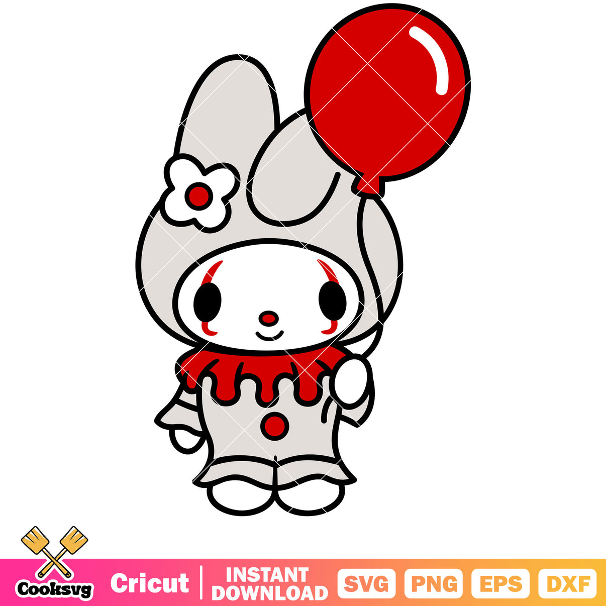 My melody pennywise balloon svg, halloween hello kitty svg – Cooksvg