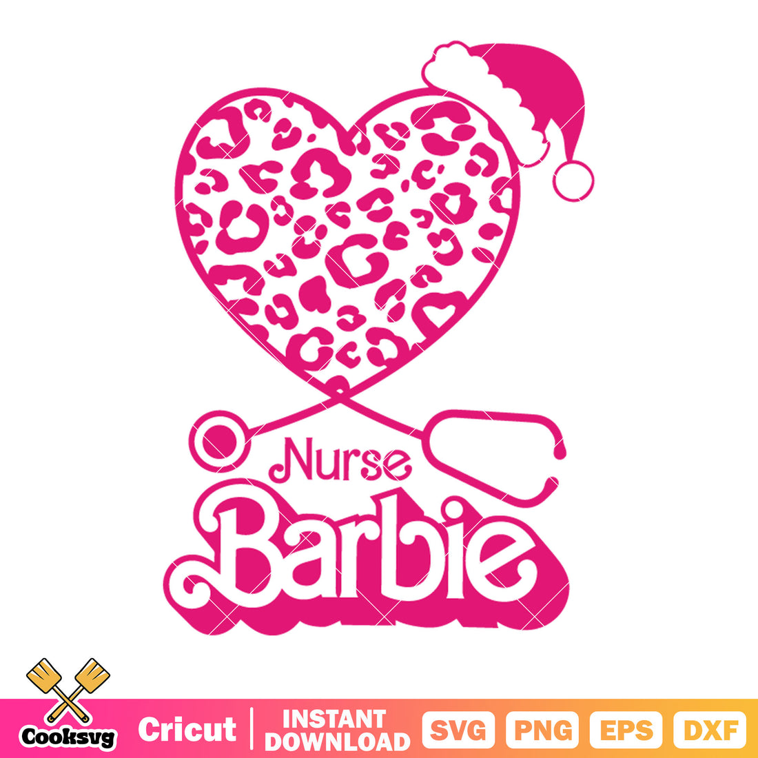 Nurse barbie svg, santa claus hat svg, pink heart svg – Cooksvg