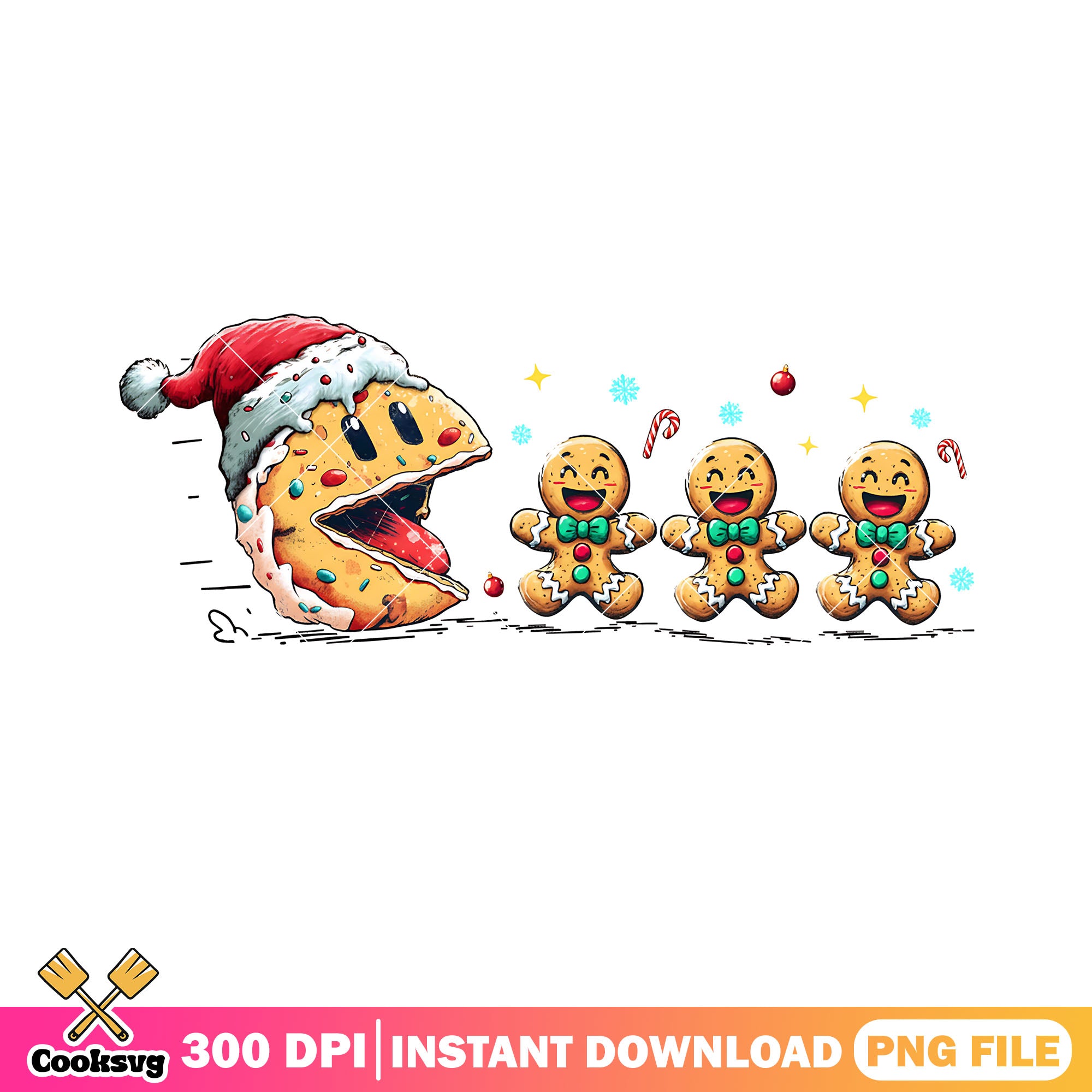 Pacman cookies png, gingerbread man png, happy christmas png – Cooksvg