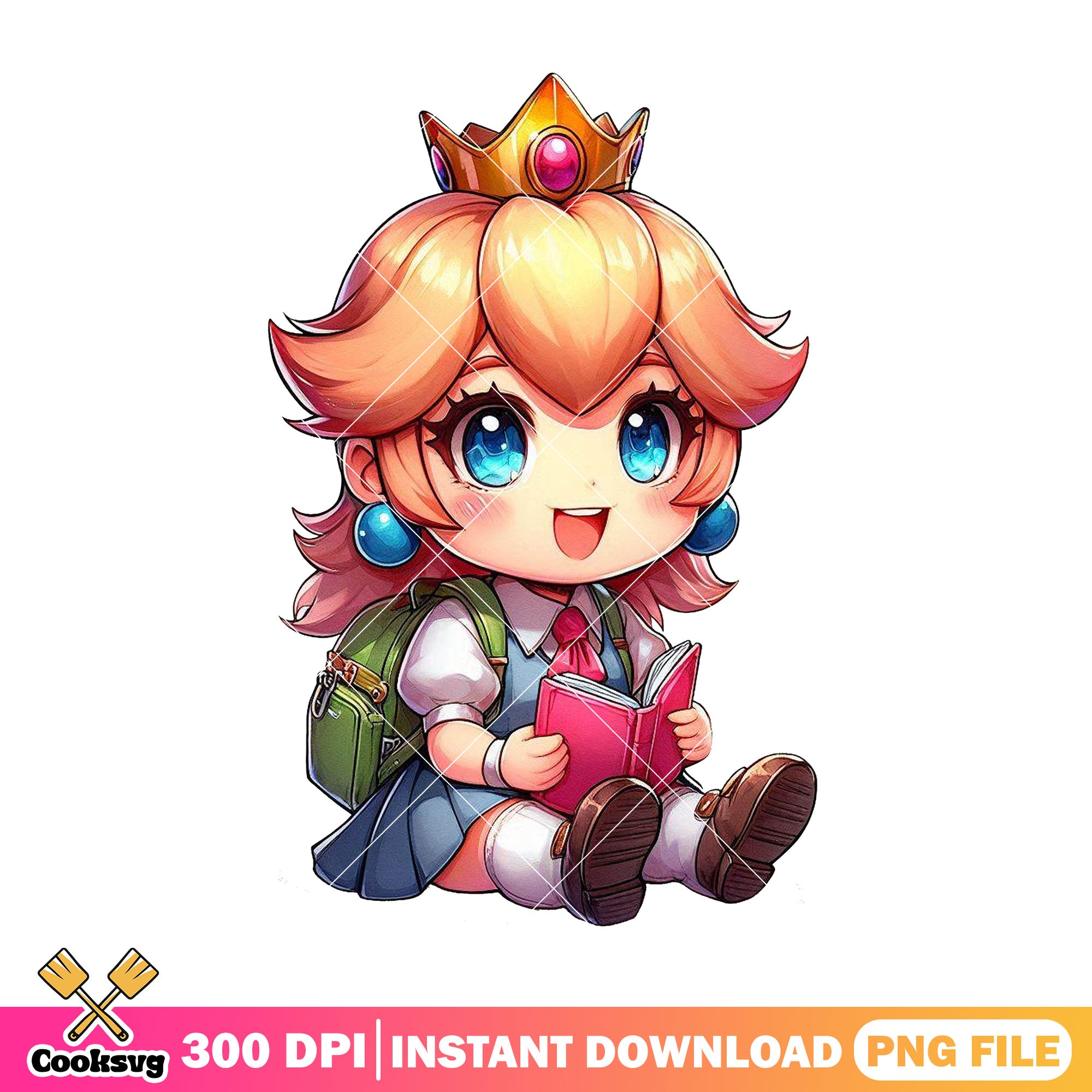 Peach chibi reading png, back to school image png, peach love png – Cooksvg
