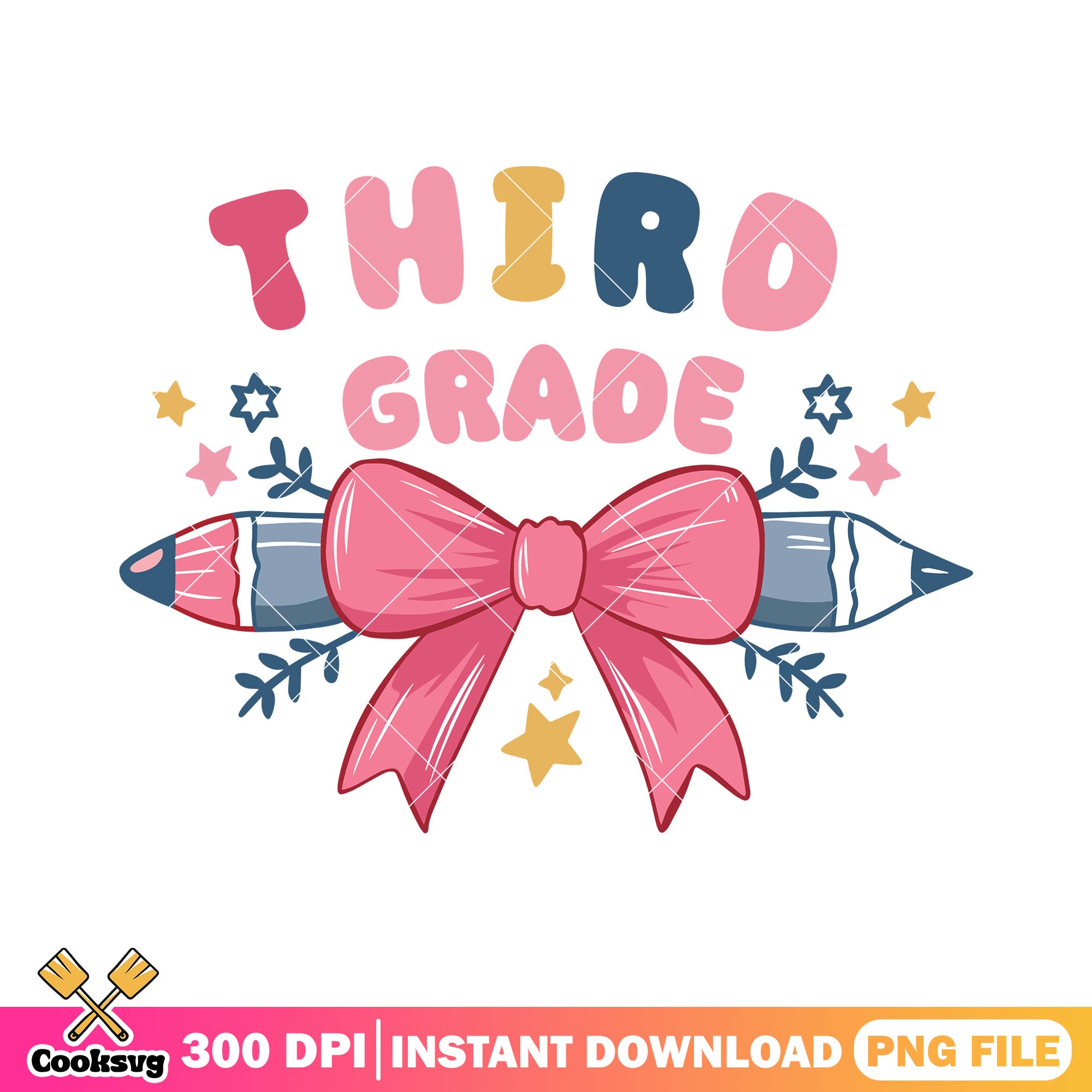 Pencil bow third grade png, bow pink png, back to school art png – Cooksvg