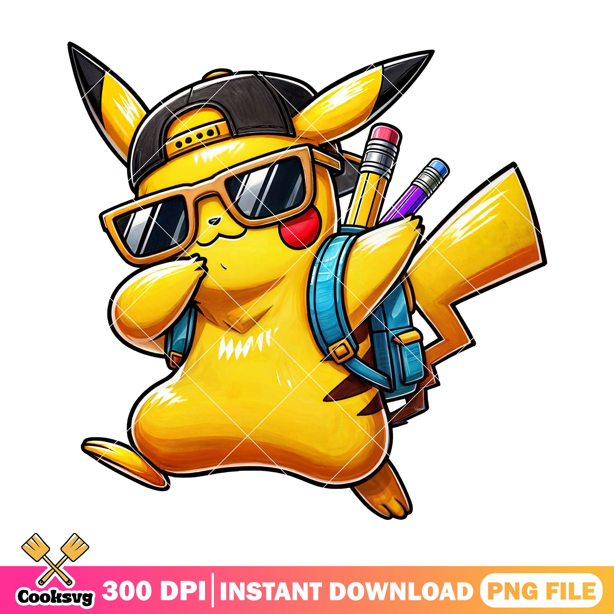 Pikachu sunglasses design png, back to school art png, pokemon cute pn ...