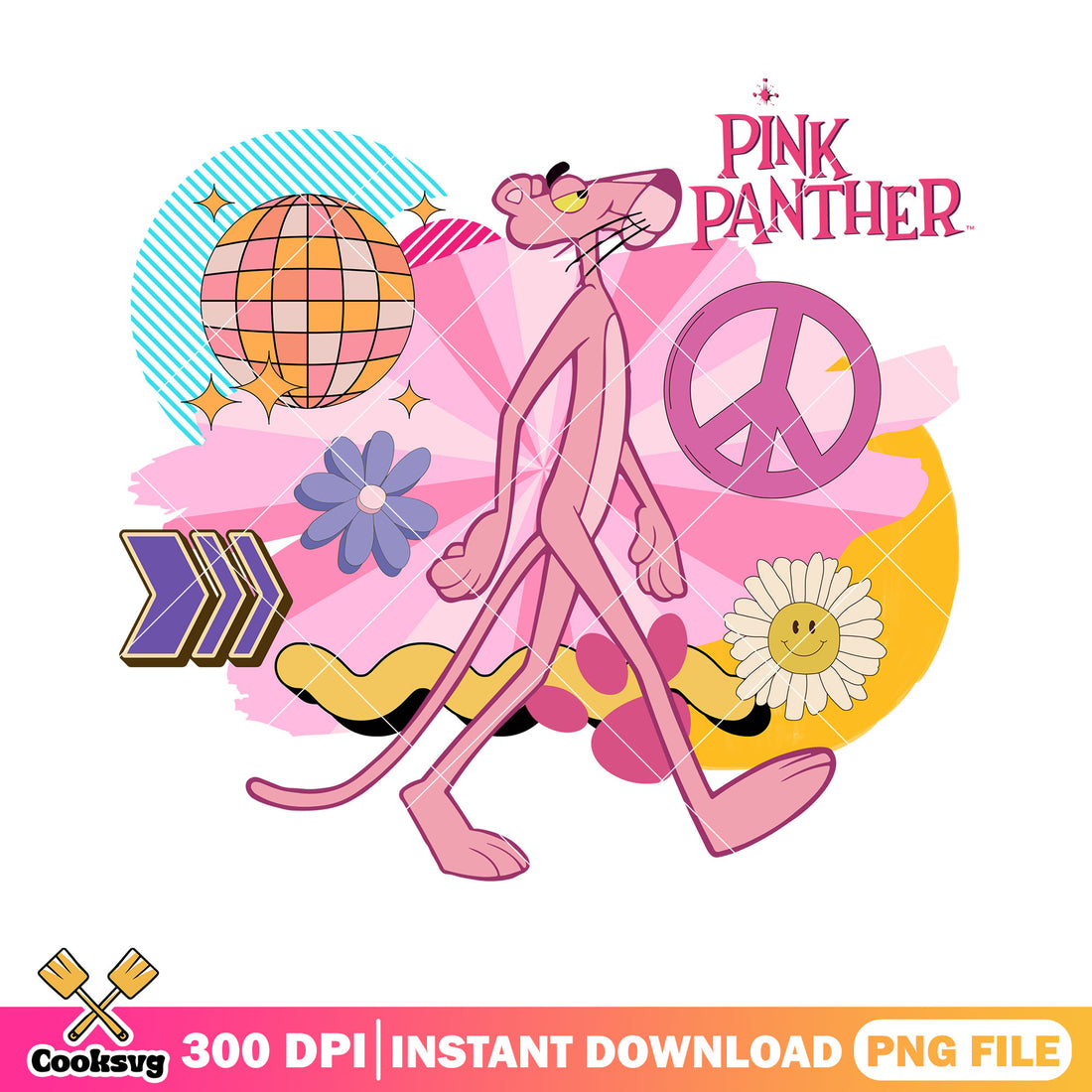 Pink Panther walking with peace sign png, pink panther cartoon png ...