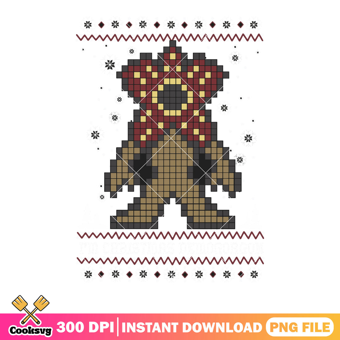 Pixel christmas demogorgon png, stranger things png, christmas vibes p ...